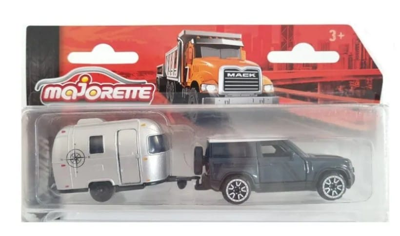 Majorette Diecast Trailer - Land Rover Defender 90 and Airstream Sport 16